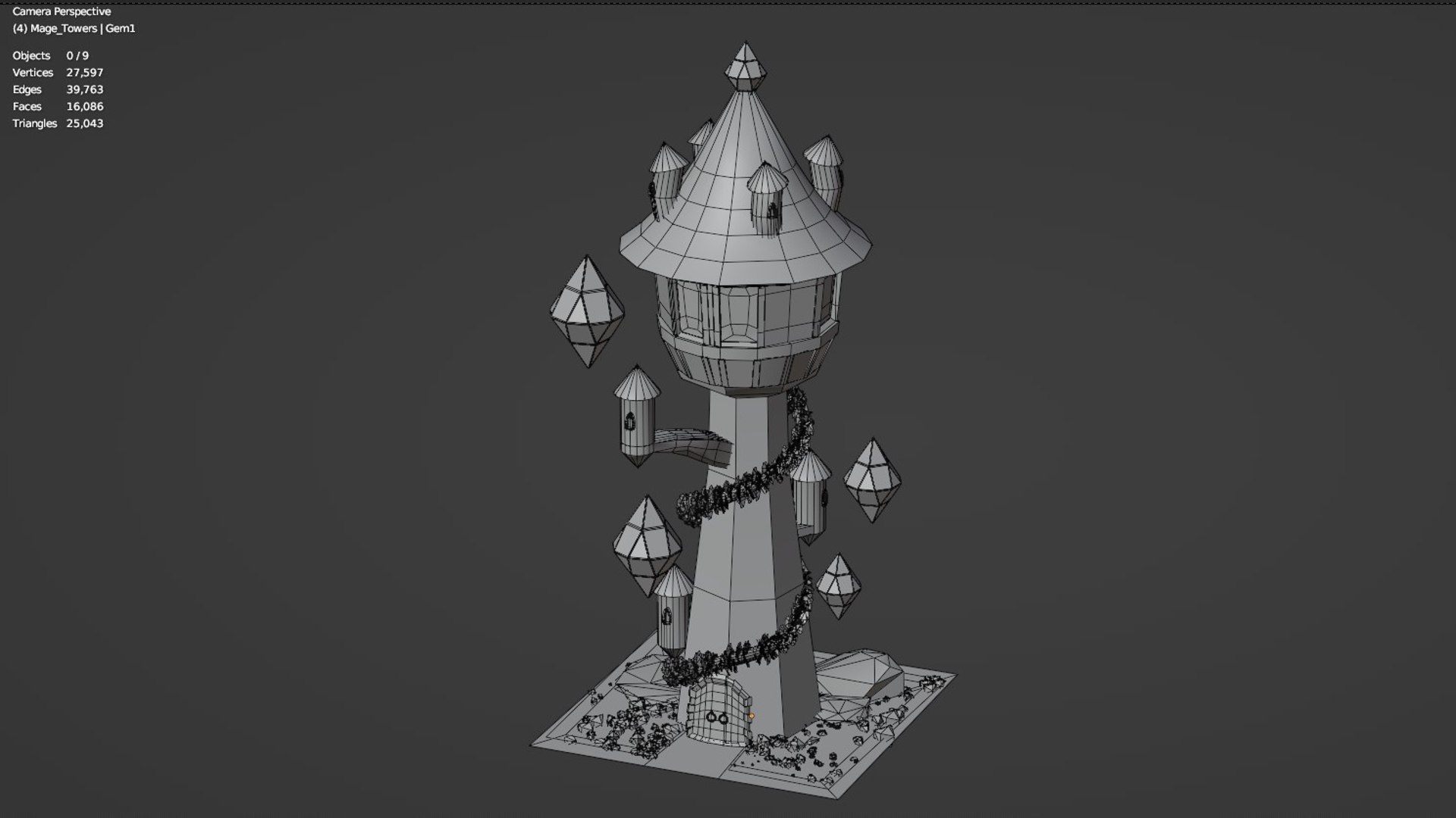 Free Stone Magic Tower With Crystals 3D Model - TurboSquid 2151876