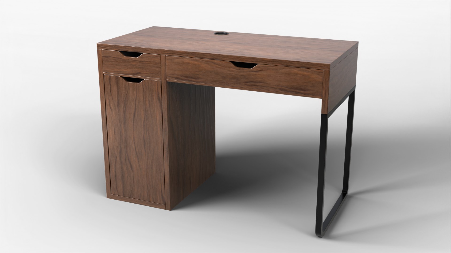 Study Desk 1 - Walnut Wood 3D - TurboSquid 2040885