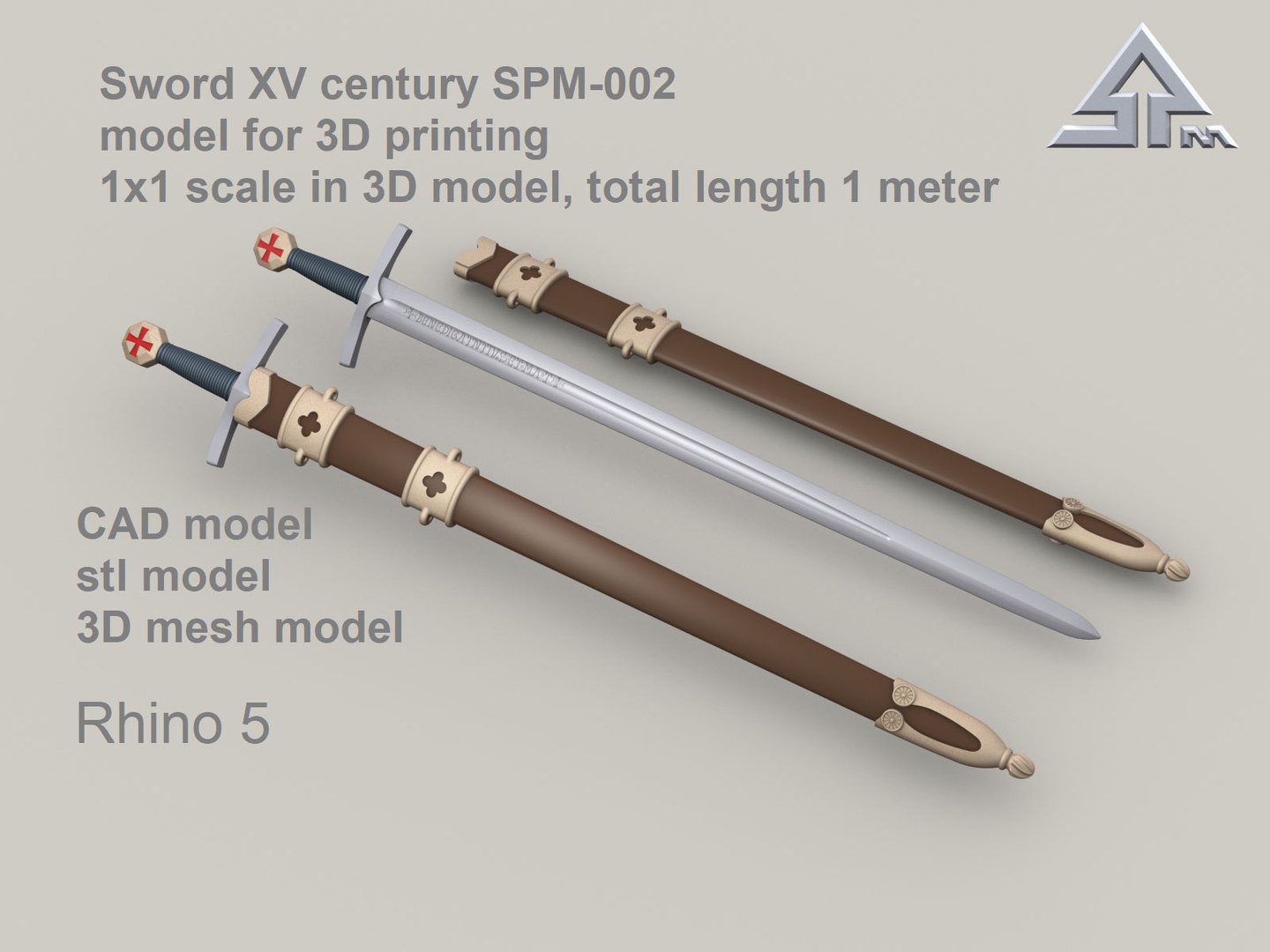 Sword OfXV Century Printable SPM-002 3D Model - TurboSquid 1857807