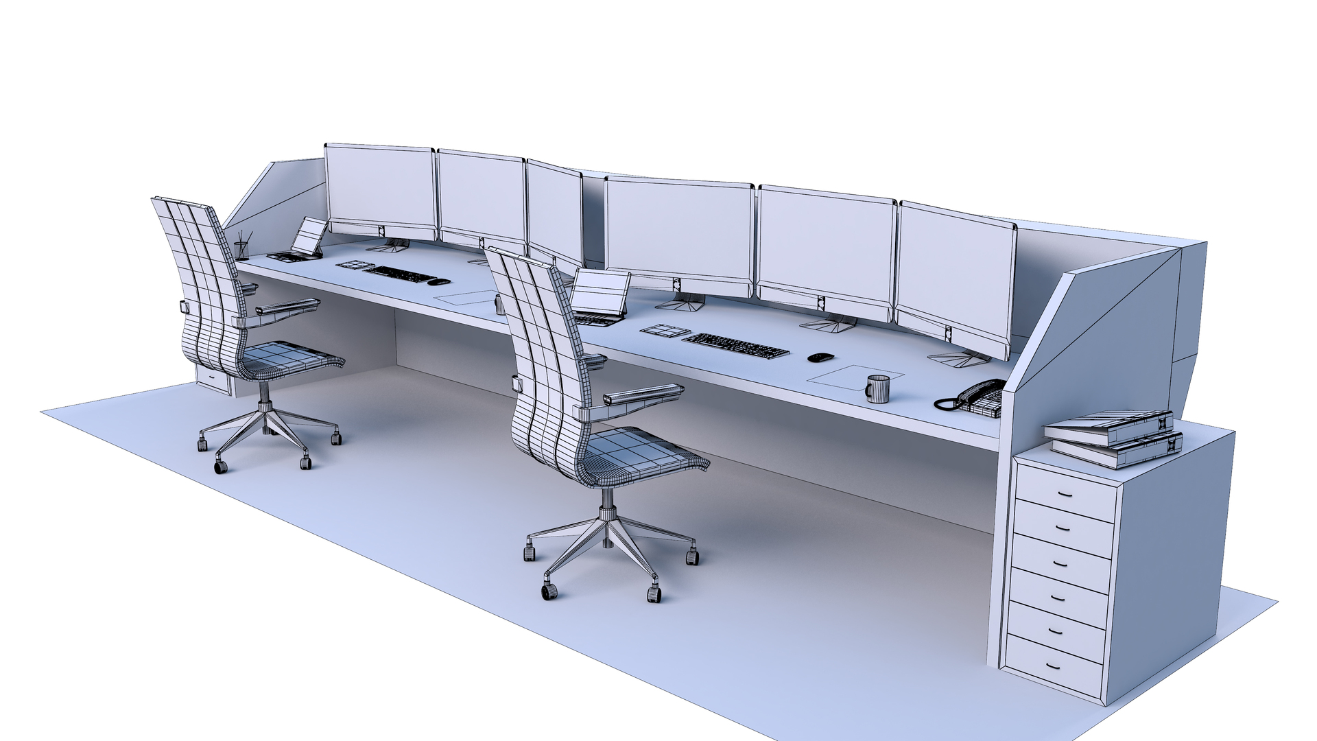 Office workstation station 3D model - TurboSquid 1699498