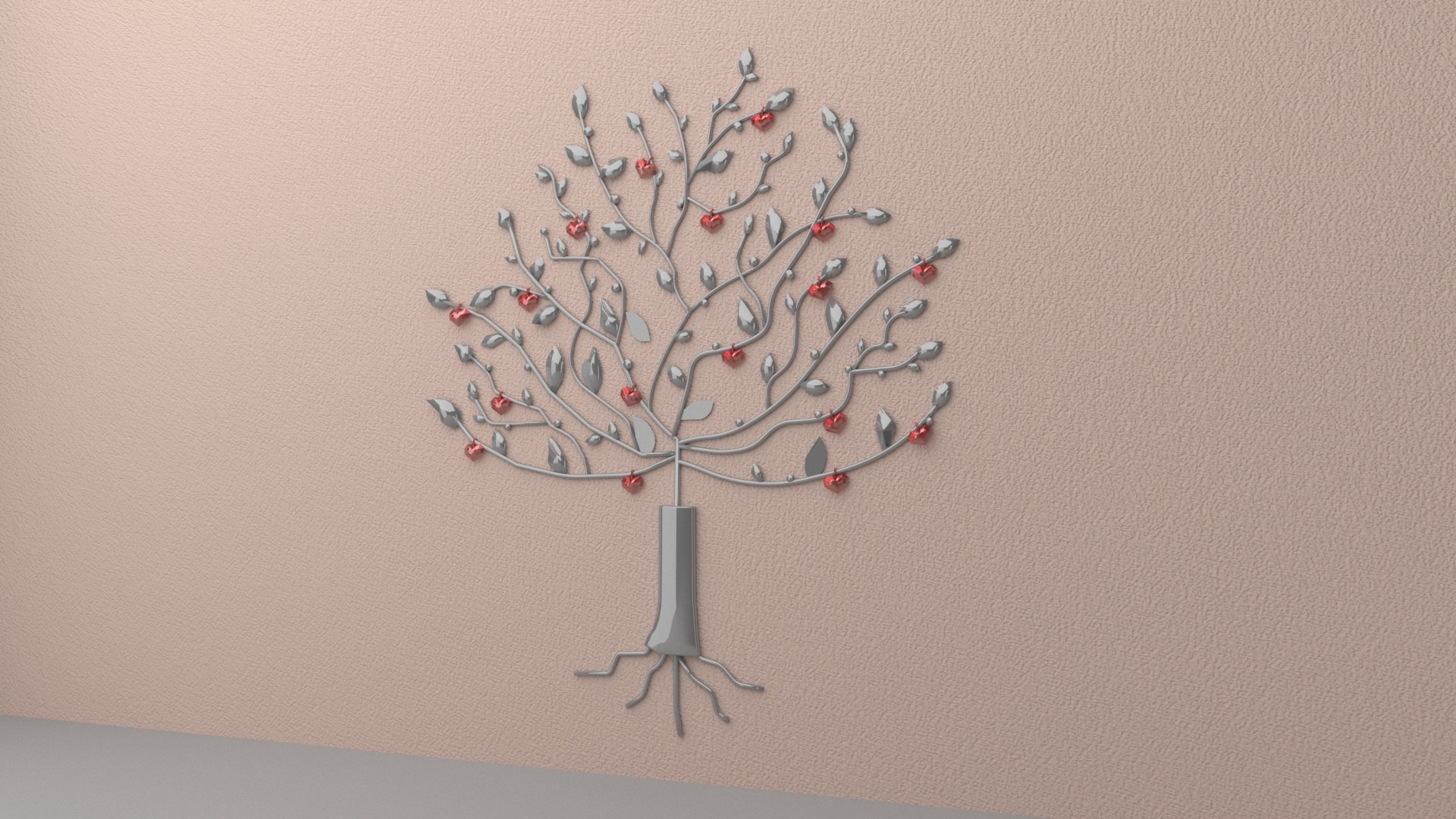 Decoration For Wall Metal Glass Tree 3D Model - TurboSquid 2196748