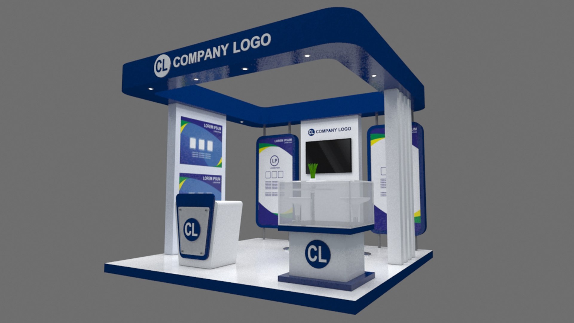 3D Model Booth 3x3 Blue - TurboSquid 1779182