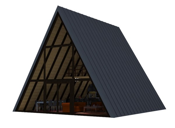 modelo 3d A Frame House With Interior - TurboSquid 1959167