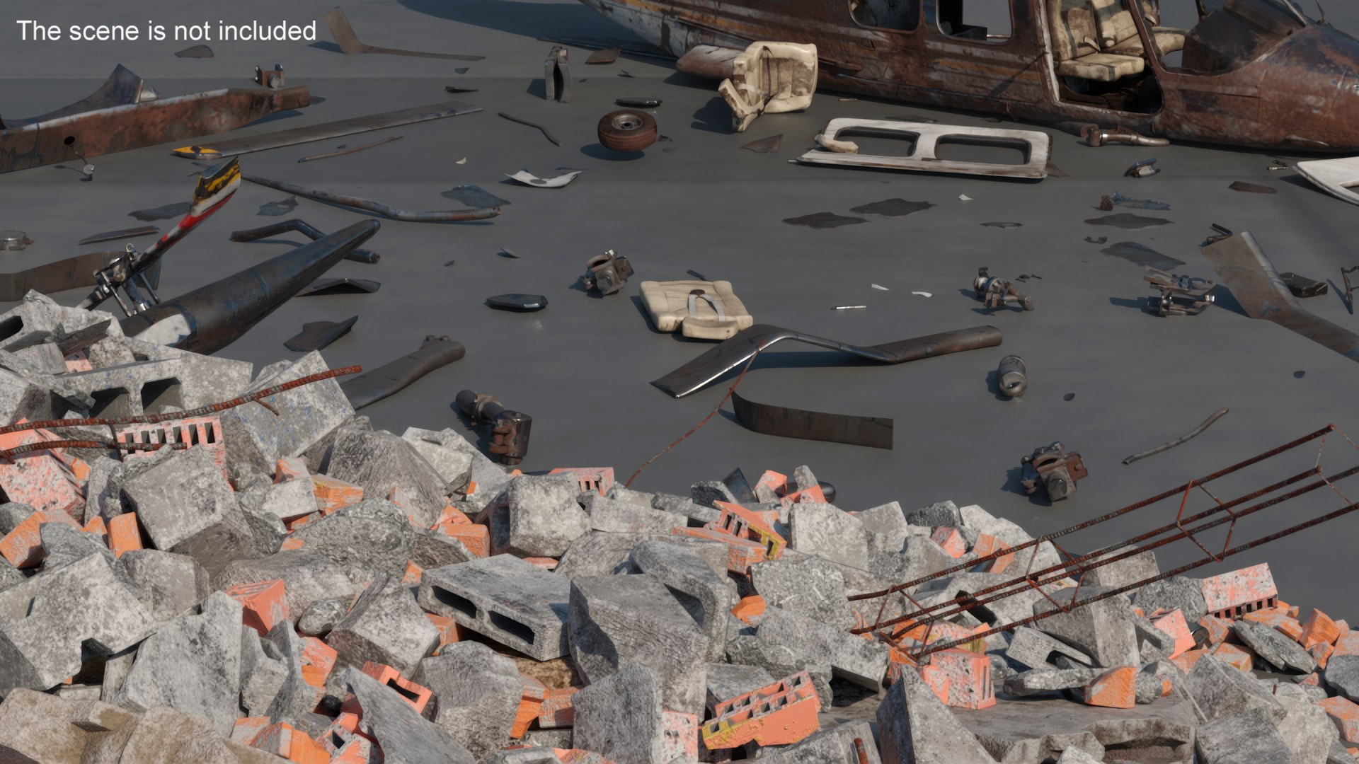 Helicopter Wreckage 3D Model - TurboSquid 2374726