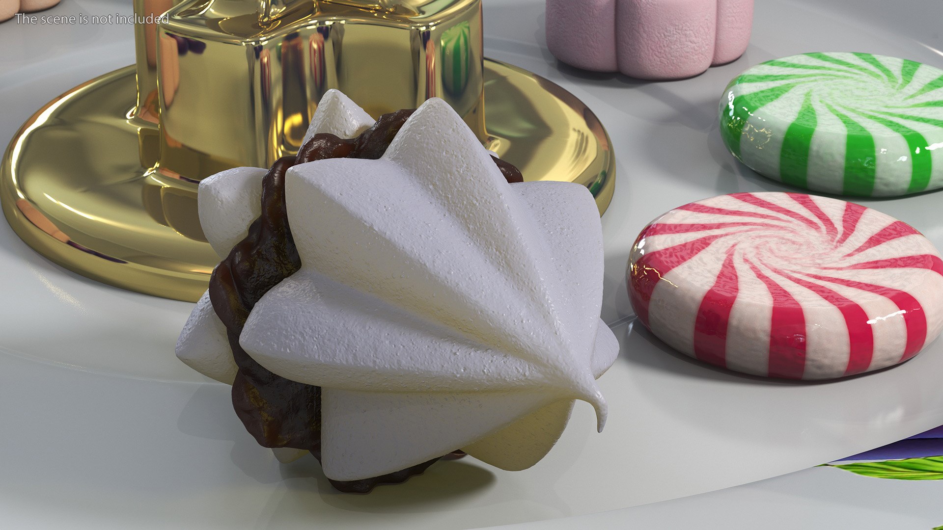 Double Meringue White With Chocolate Filling 3D Model - TurboSquid 2223819