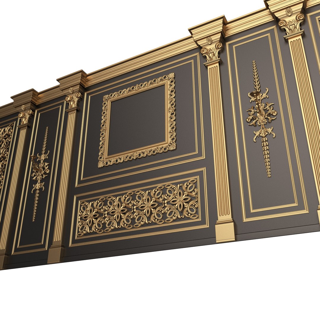Boiserie Classic Wall With Mouldings 017 Black 3D Model - TurboSquid ...