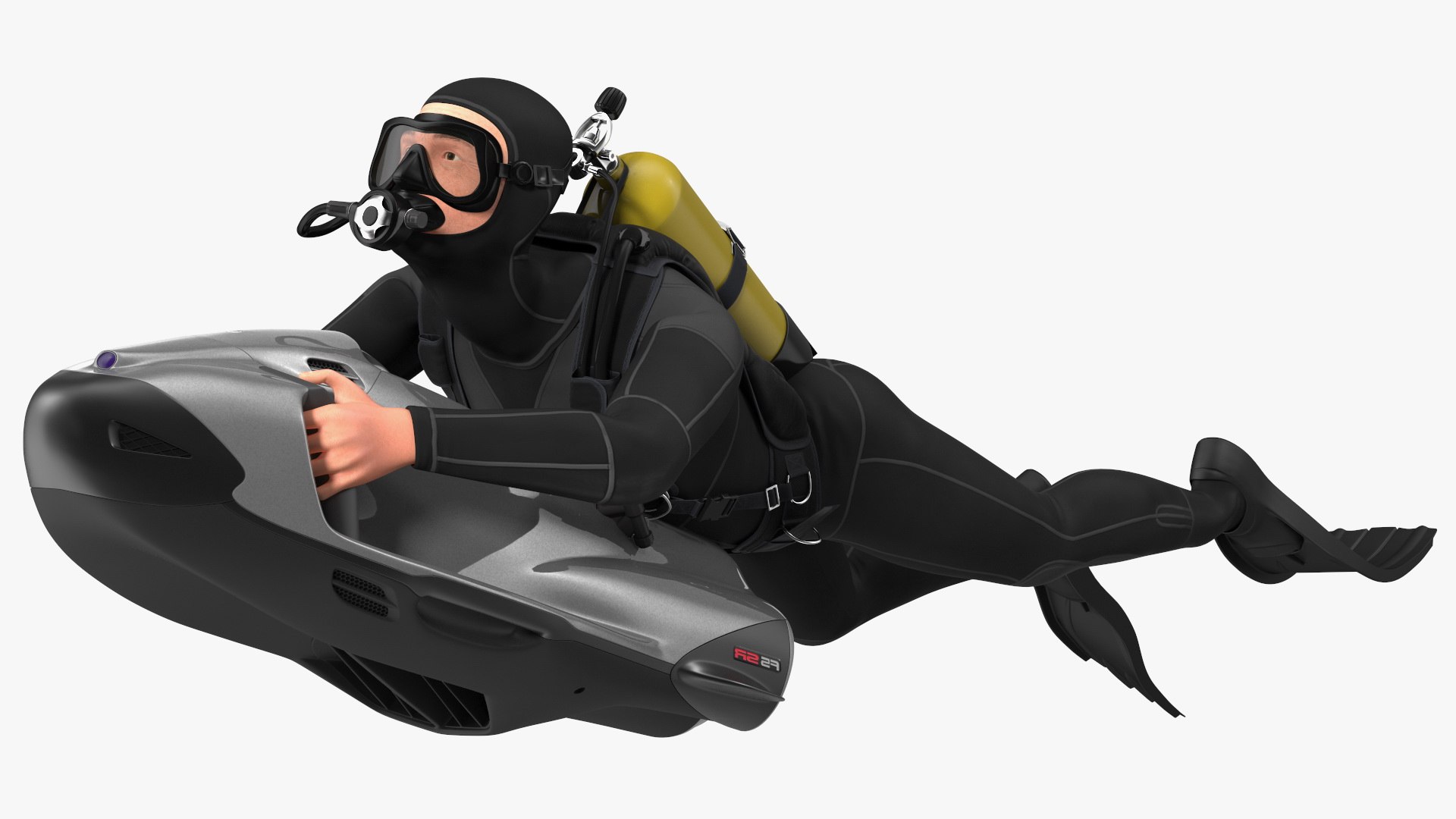 3D Diver With Seabob F5SR Personal Watercraft Rigged For Cinema 4D ...