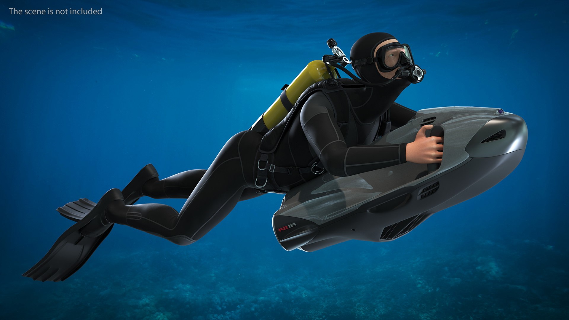 3D Diver With Seabob F5SR Personal Watercraft Rigged For Cinema 4D ...