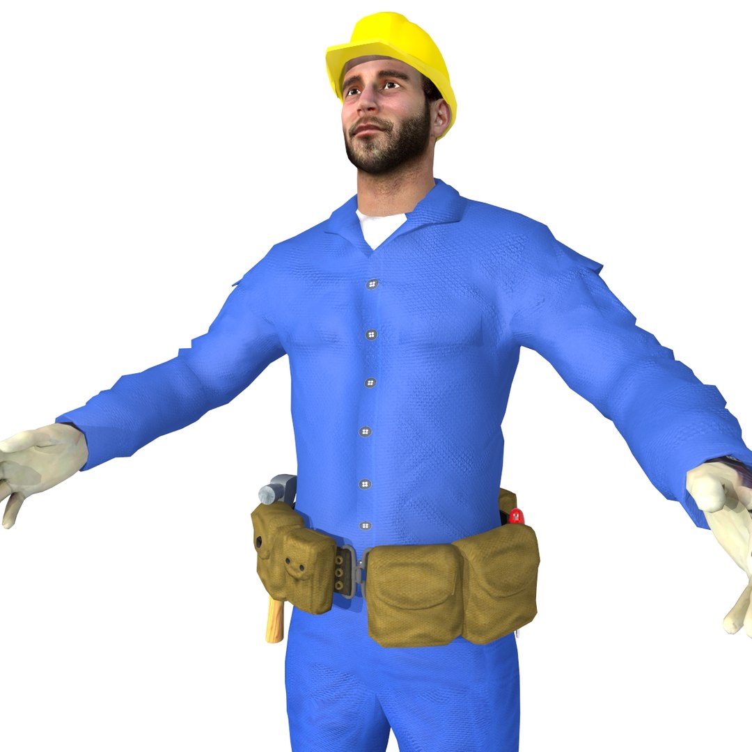 3d Construction Worker Man Model