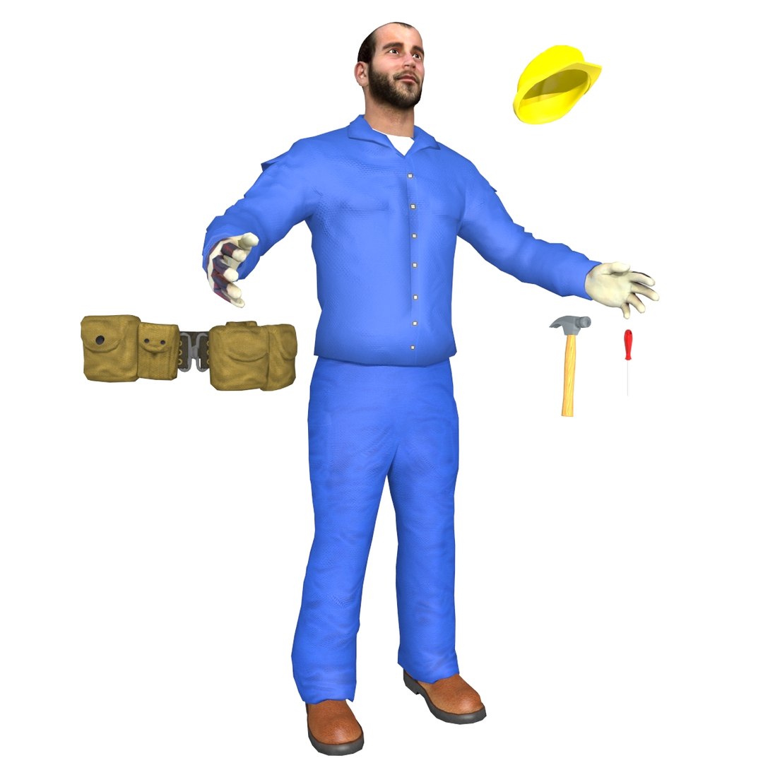 3d Construction Worker Man Model