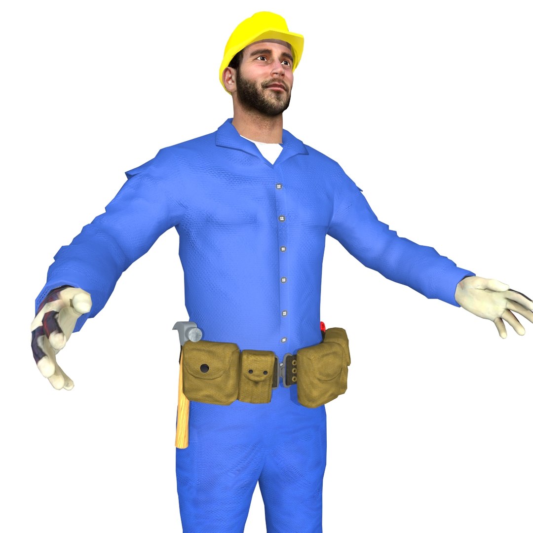 3d Construction Worker Man Model