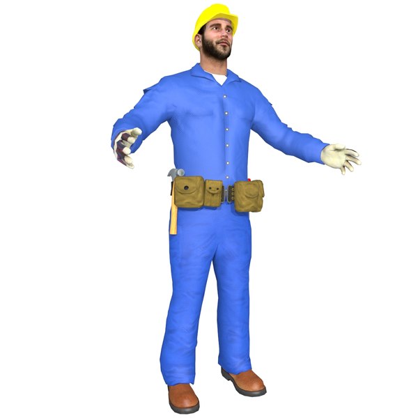 3d construction worker man model