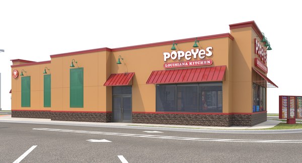 3D exterior restaurant popeyes signage model - TurboSquid 1249014