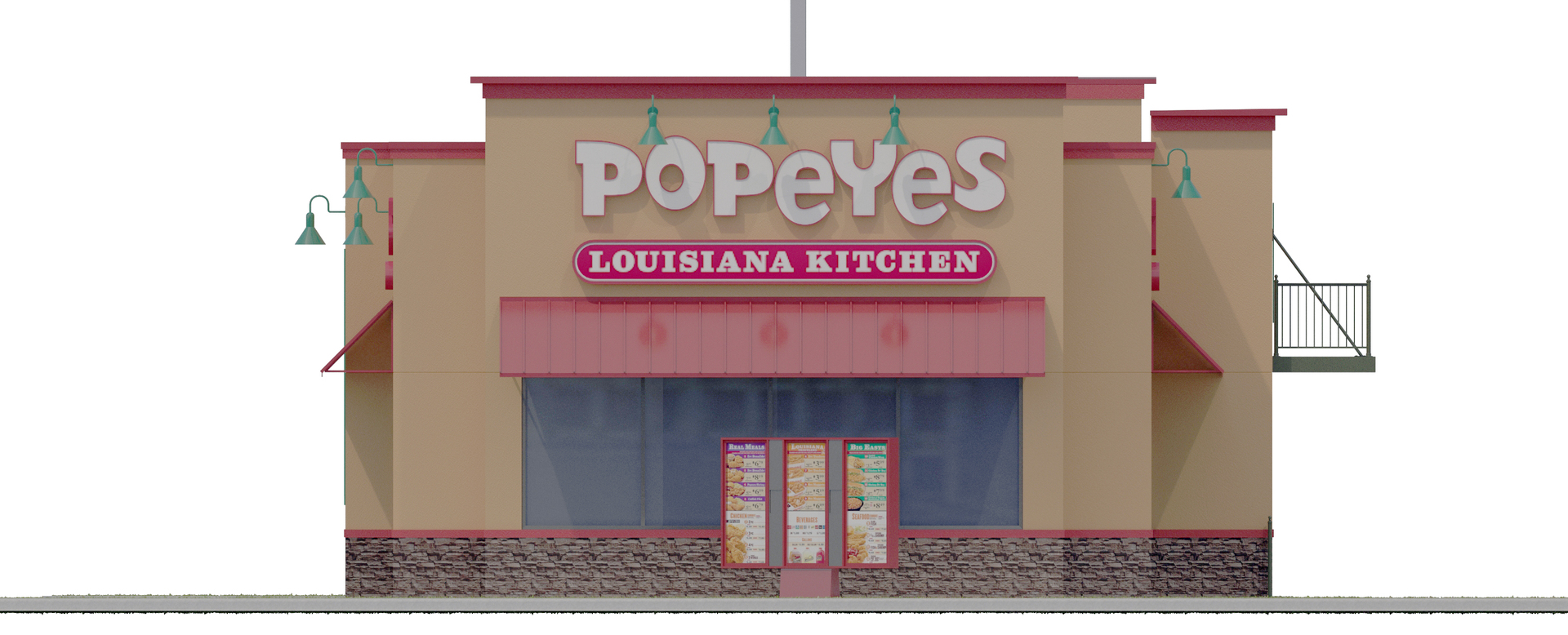 3D exterior restaurant popeyes signage model - TurboSquid 1249014