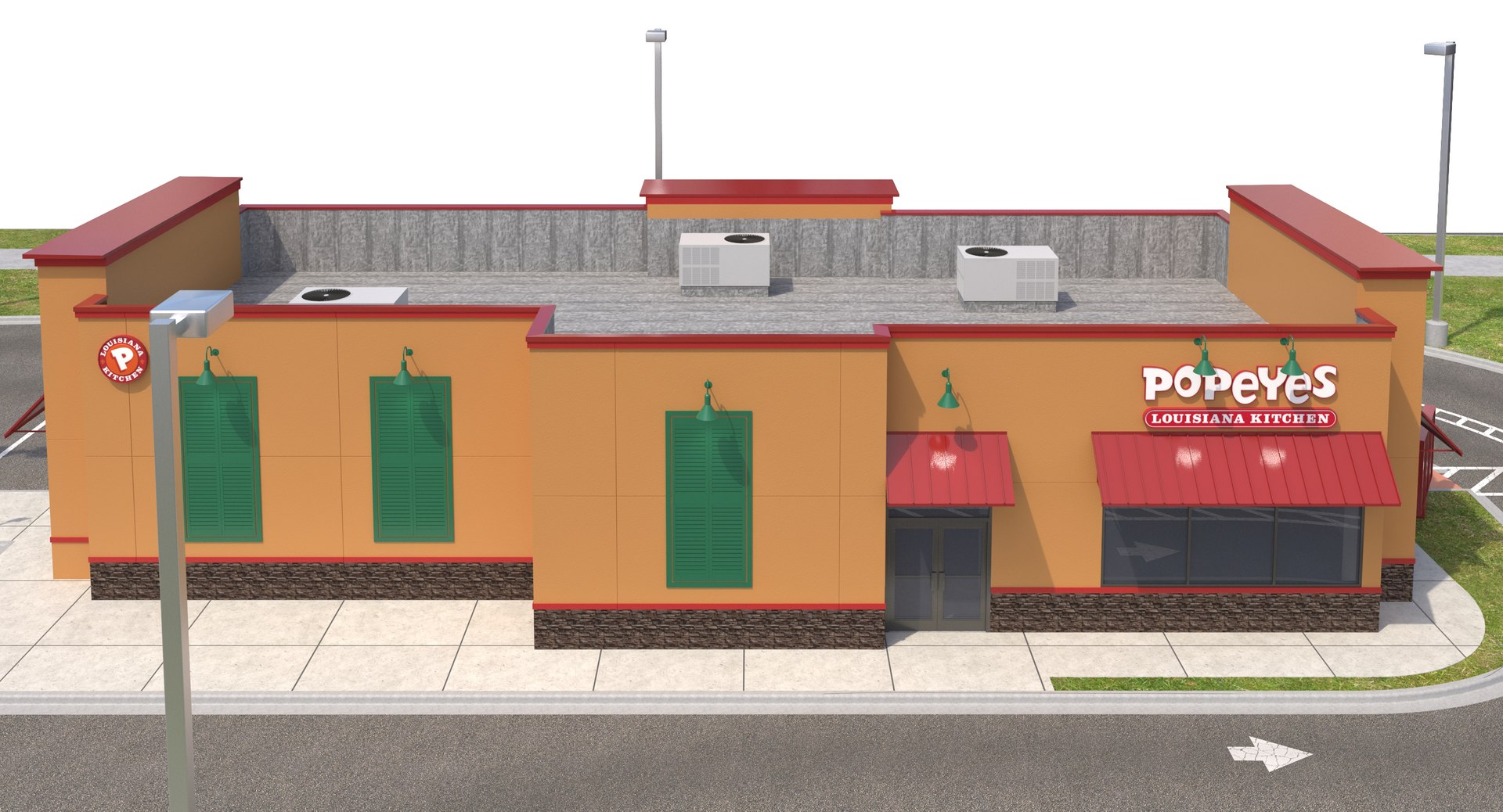 3D Exterior Restaurant Popeyes Signage Model - TurboSquid 1249014
