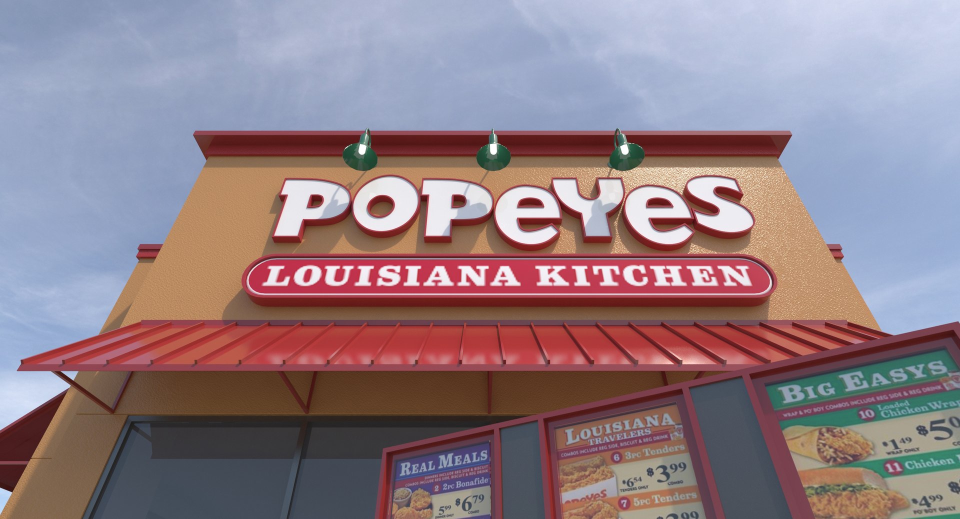 3D Exterior Restaurant Popeyes Signage Model - TurboSquid 1249014