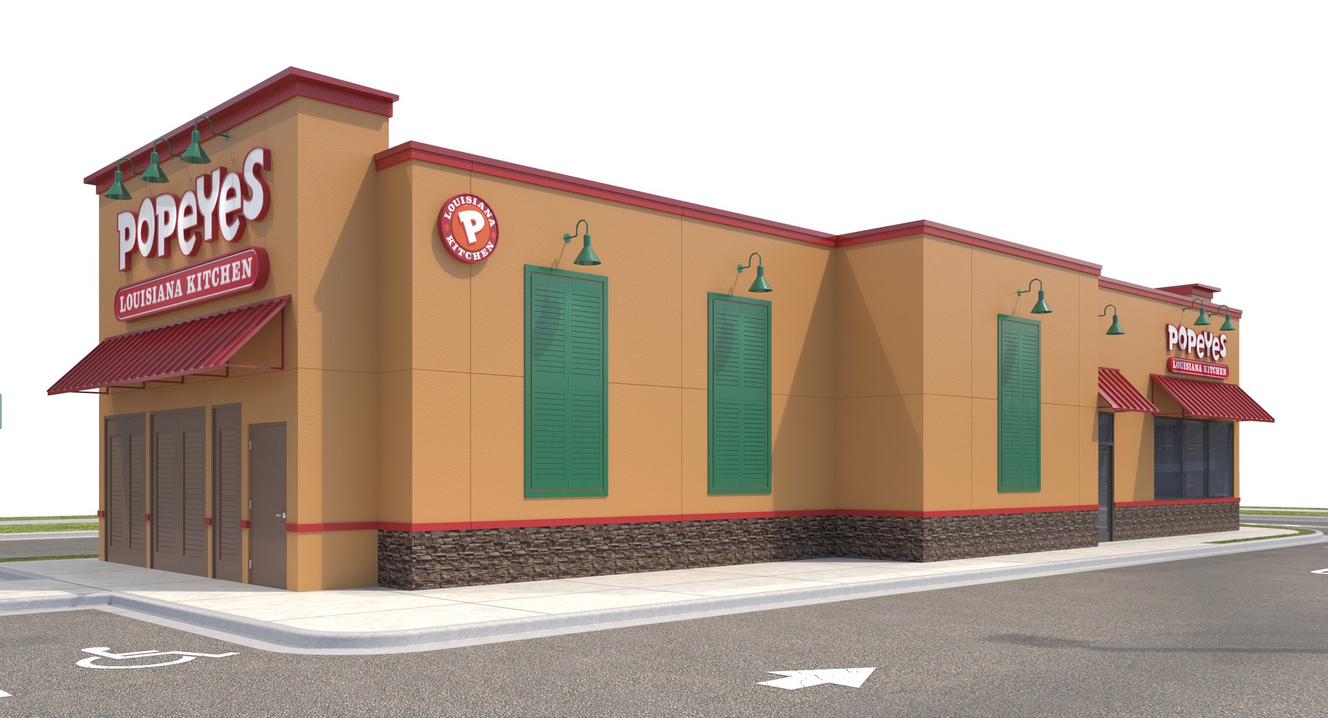 3D Exterior Restaurant Popeyes Signage Model - TurboSquid 1249014