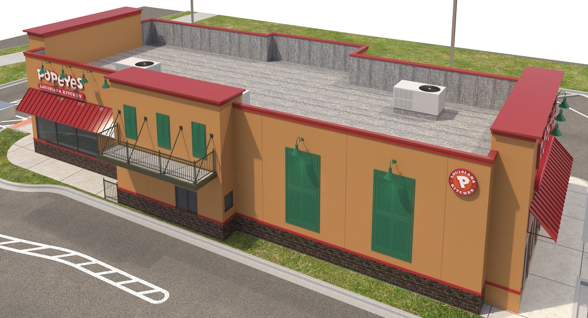 3D Exterior Restaurant Popeyes Signage Model - TurboSquid 1249014