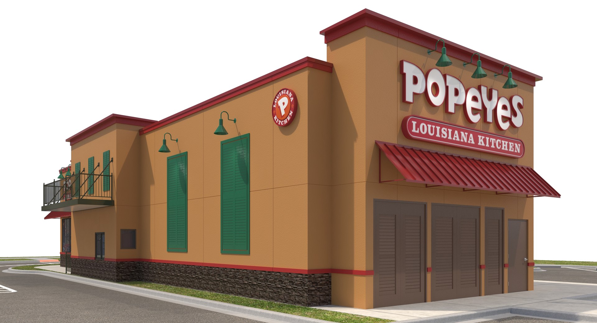 3D Exterior Restaurant Popeyes Signage Model - TurboSquid 1249014