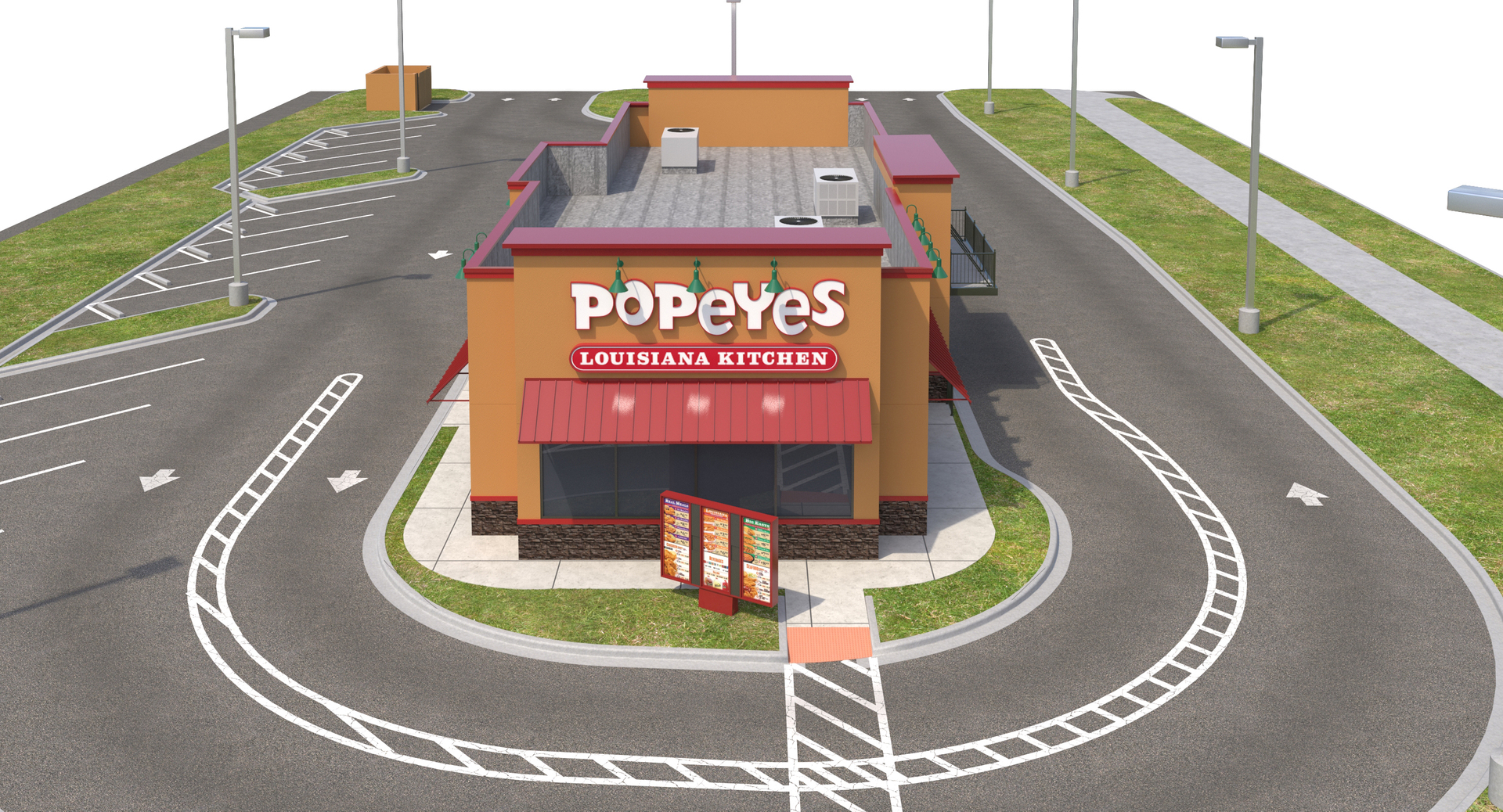 3D exterior restaurant popeyes signage model - TurboSquid 1249014