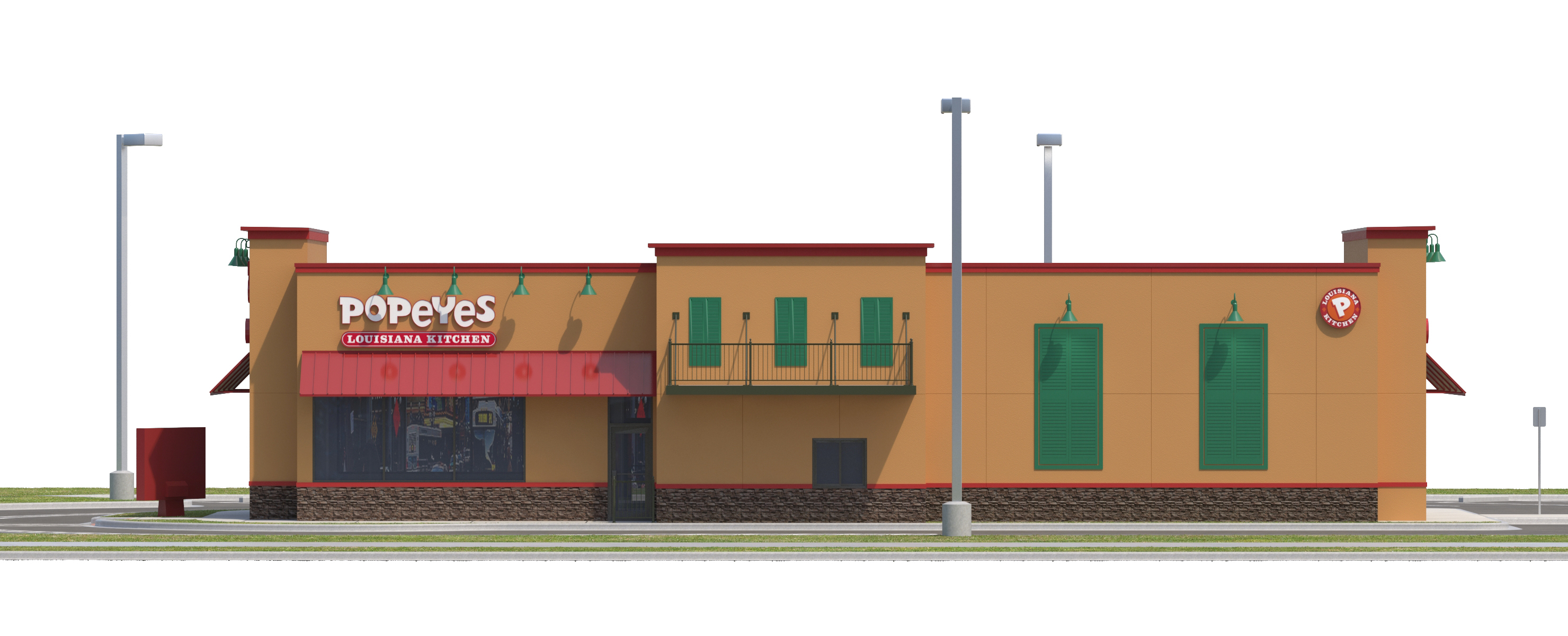 3D exterior restaurant popeyes signage model - TurboSquid 1249014