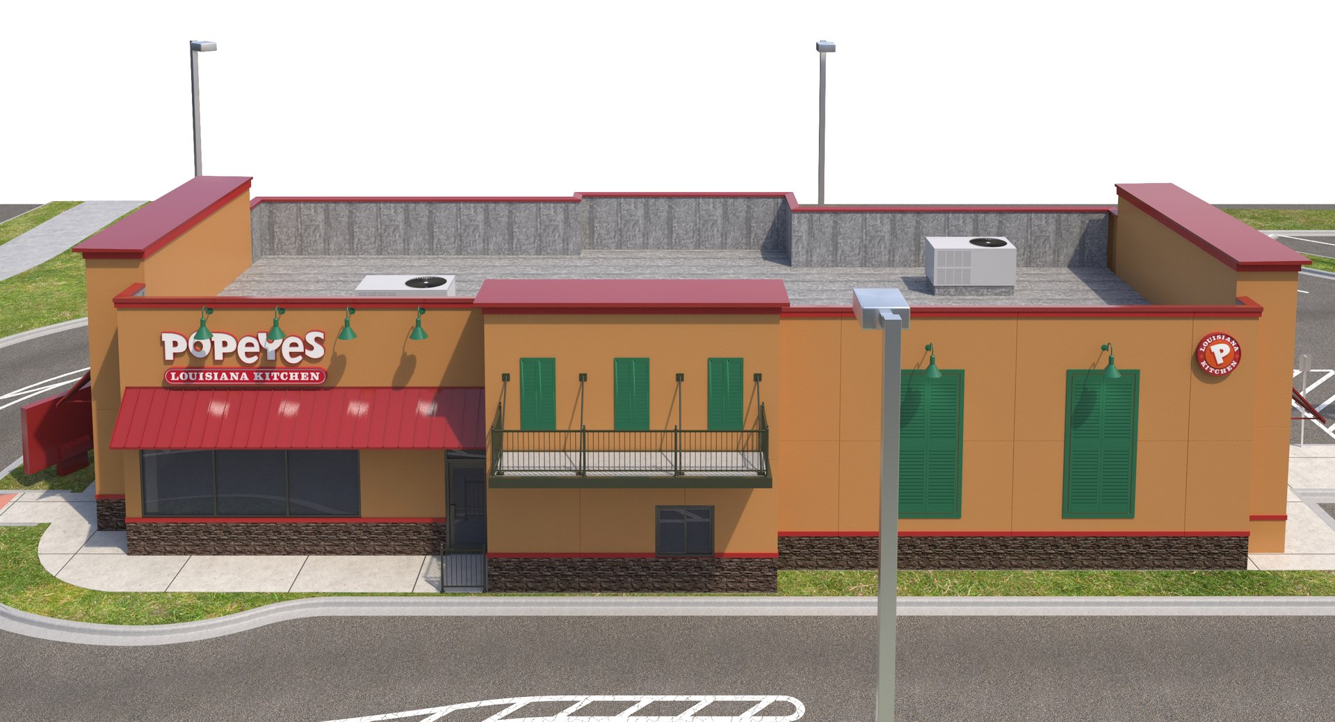 3D Exterior Restaurant Popeyes Signage Model - TurboSquid 1249014