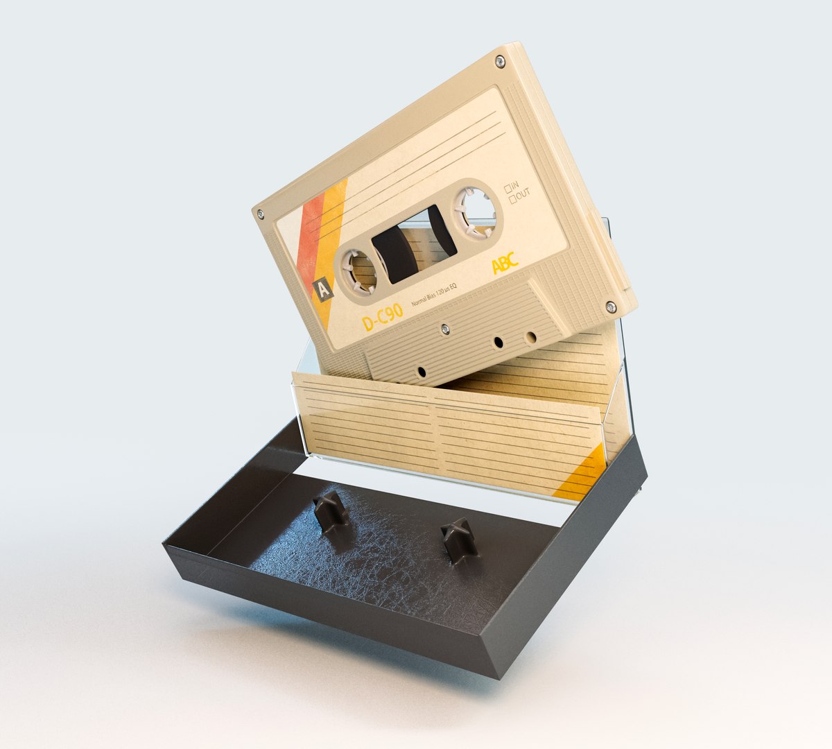 3D Model Vintage Cassette Tape And Cover - TurboSquid 2062380