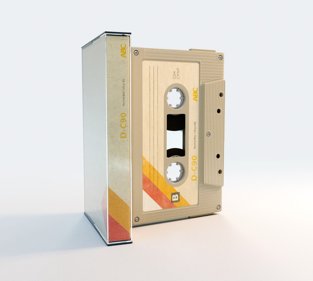 3D Model Vintage Cassette Tape And Cover - TurboSquid 2062380
