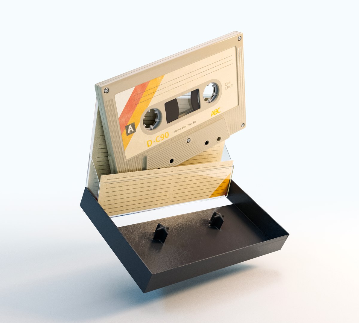 3D Model Vintage Cassette Tape And Cover - TurboSquid 2062380
