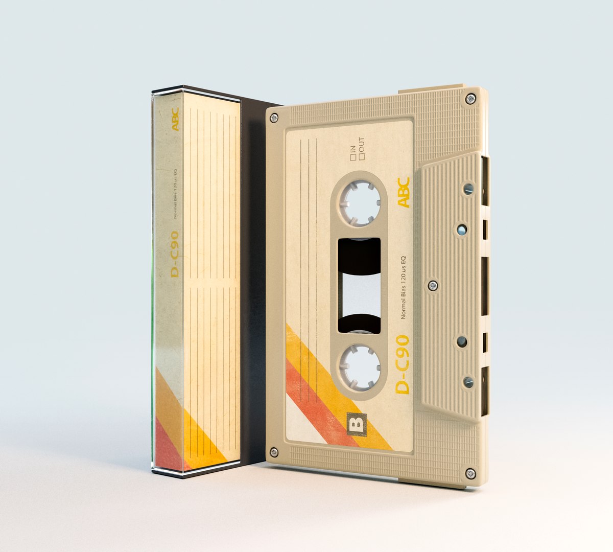 3D Model Vintage Cassette Tape And Cover - TurboSquid 2062380