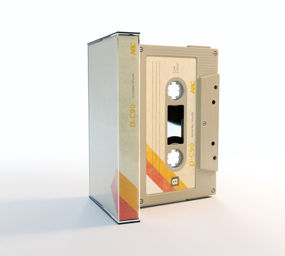 3D Model Vintage Cassette Tape And Cover - TurboSquid 2062380