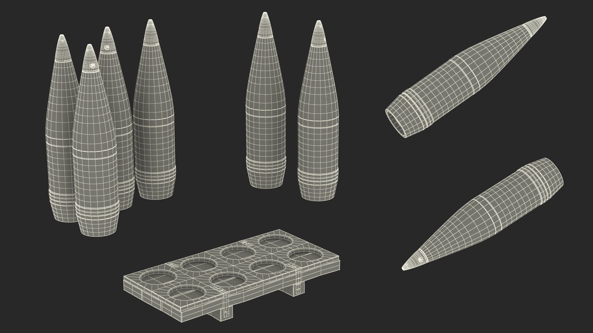 3D Artillery Shells 155mm On Wooden Pallet Model - TurboSquid 2210641
