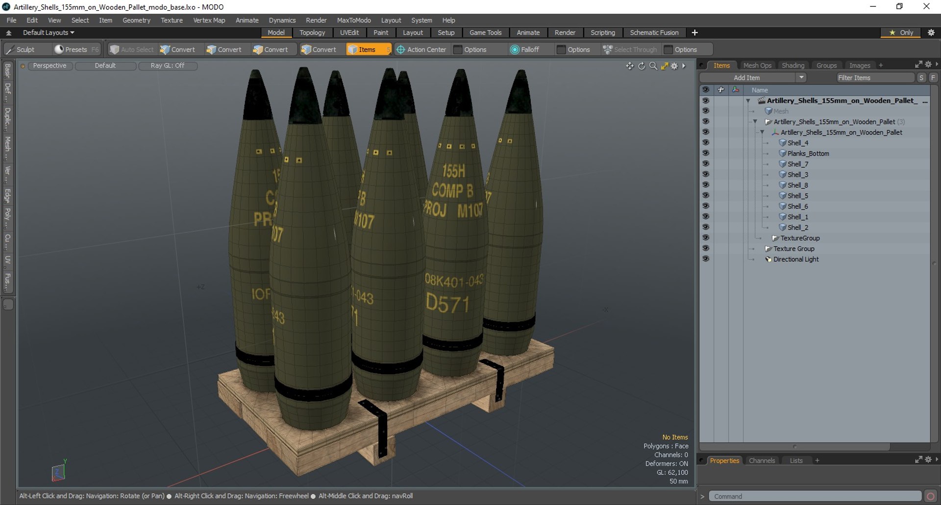 3D Artillery Shells 155mm On Wooden Pallet Model - TurboSquid 2210641
