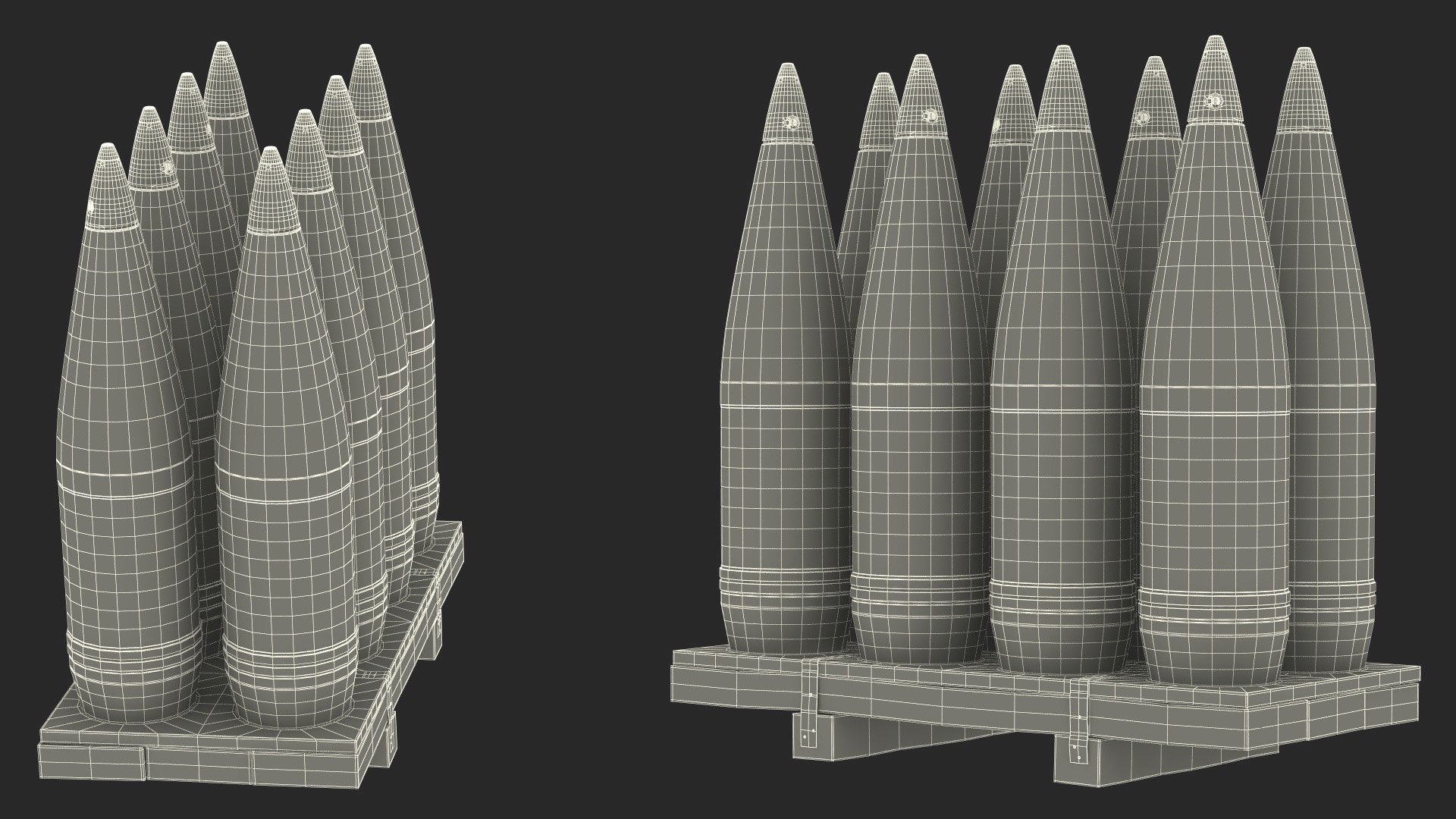 3D Artillery Shells 155mm On Wooden Pallet Model - TurboSquid 2210641