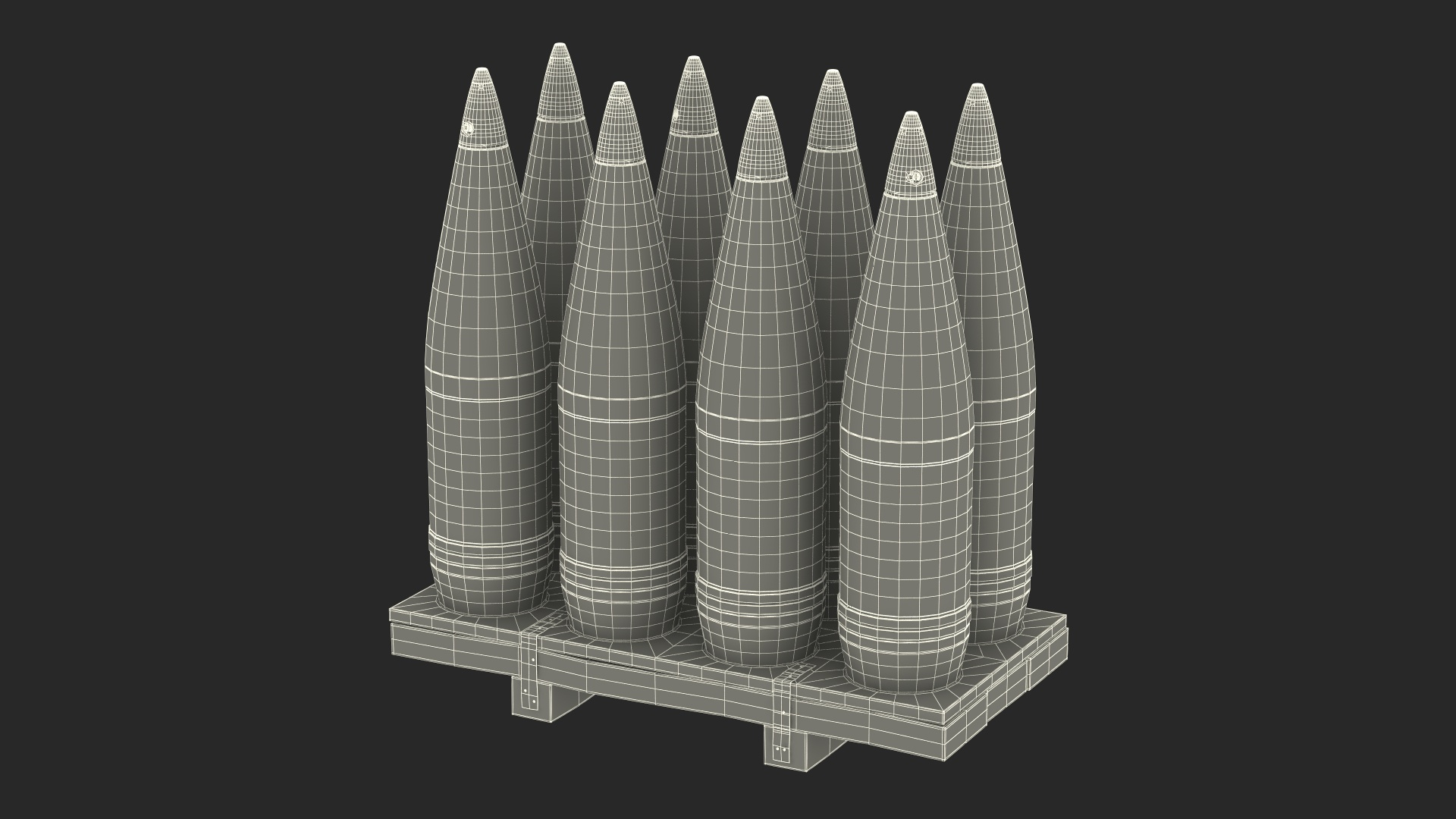 3D Artillery Shells 155mm On Wooden Pallet Model - TurboSquid 2210641