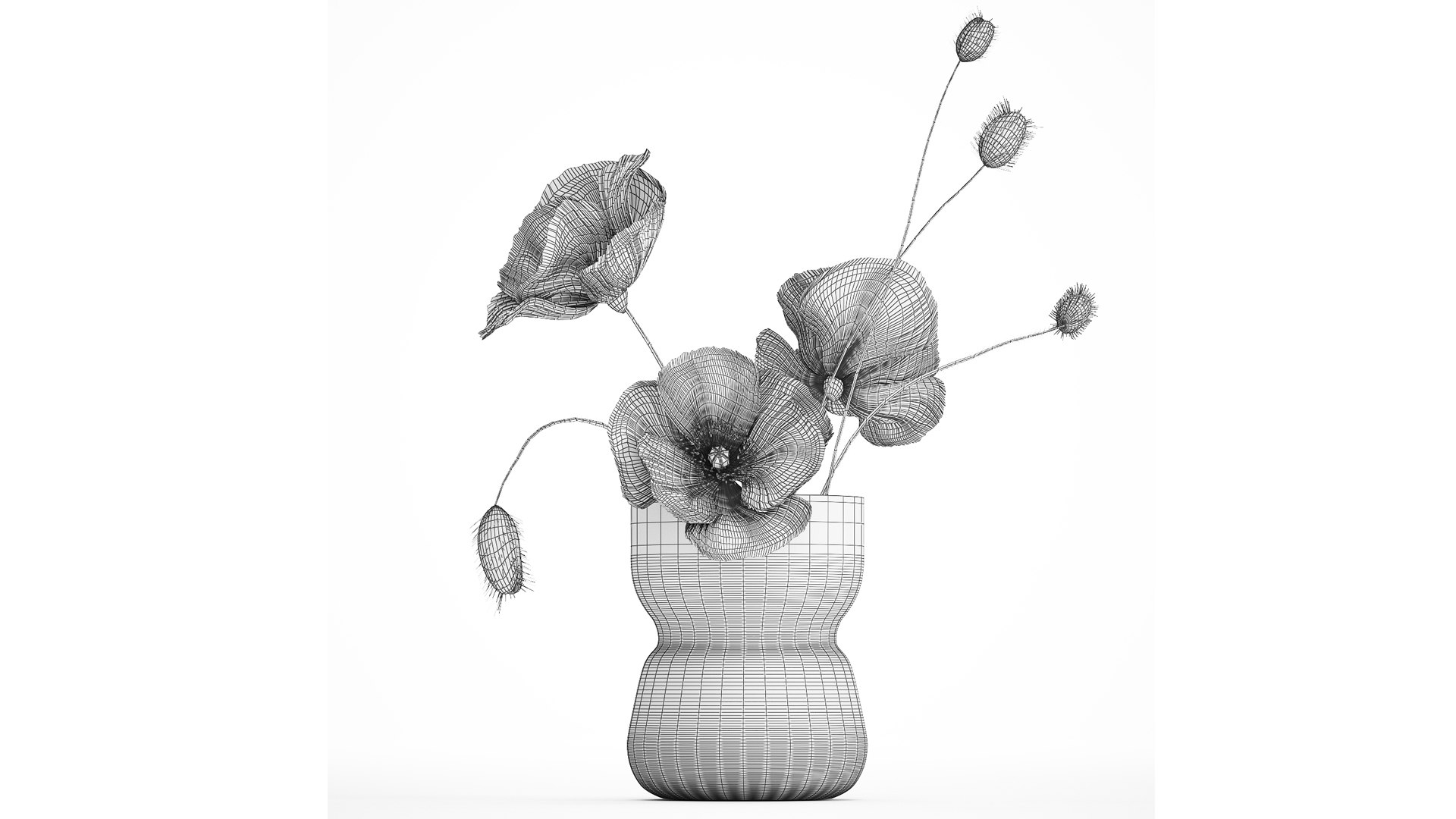 Bouquet Of White Wild Flowers In A Vase Poppy 455 Model - TurboSquid ...