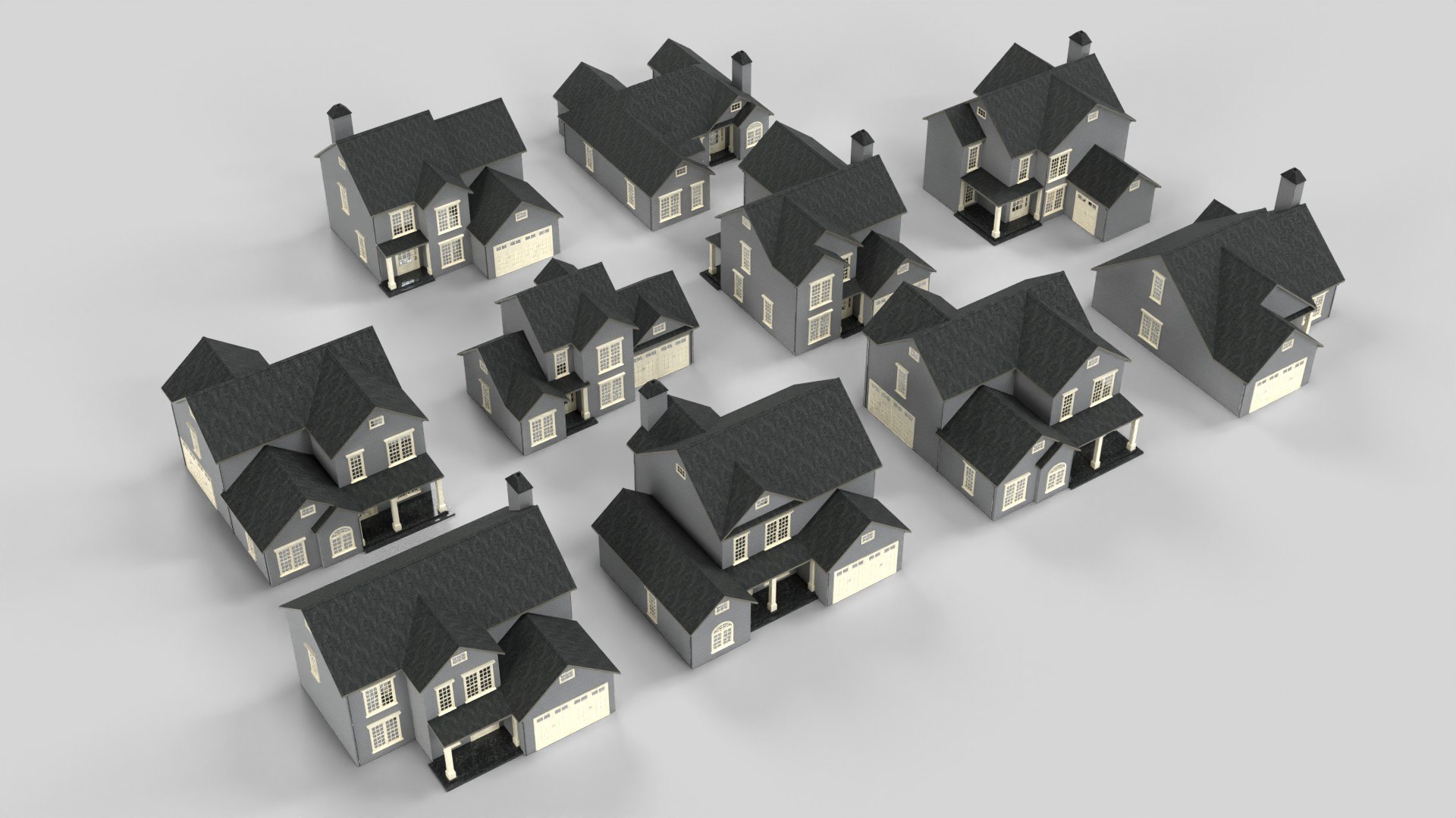 Neighborhood Houses Collection 10 Pack T2 3D Model - TurboSquid 2215196