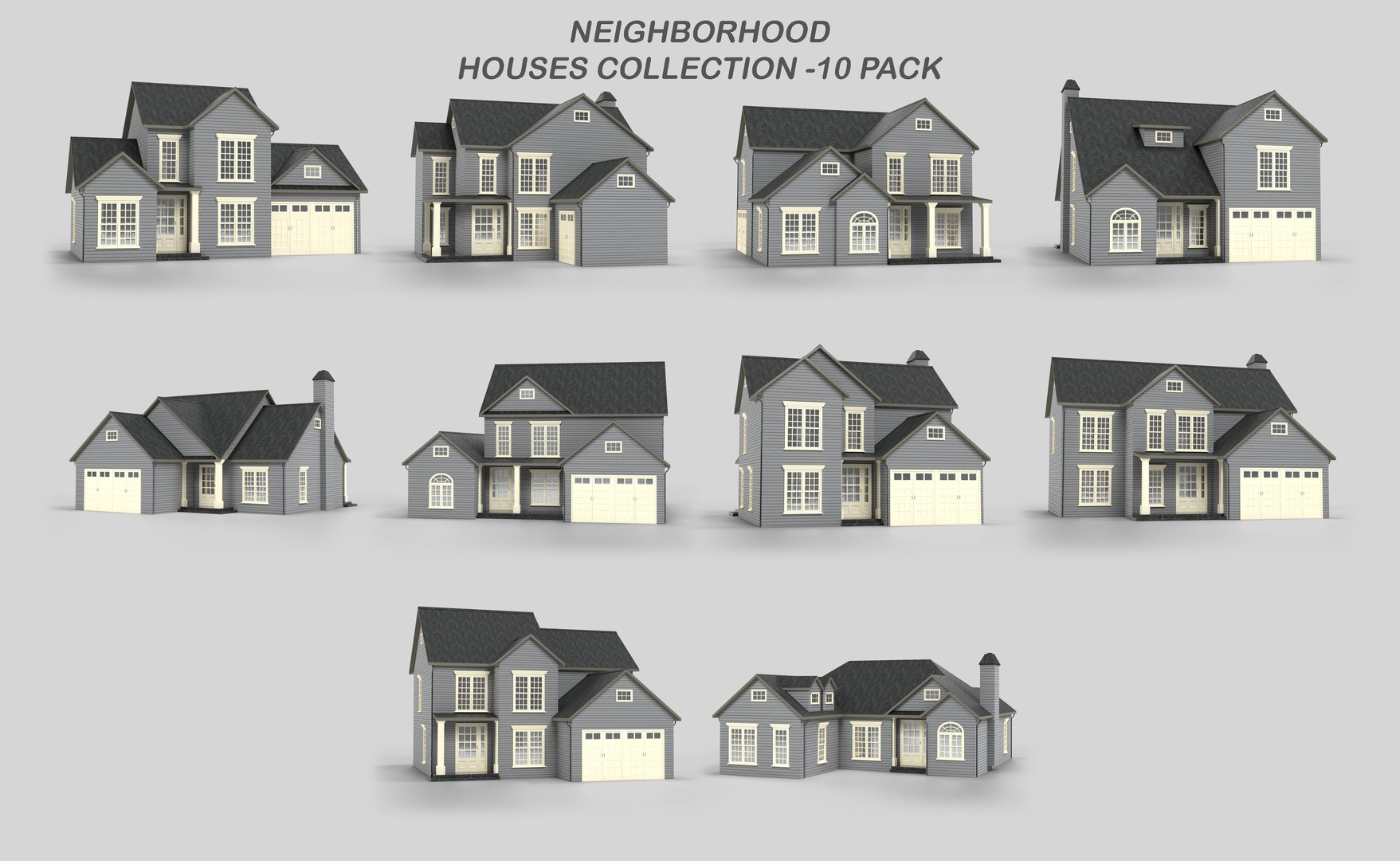 Neighborhood Houses Collection 10 Pack T2 3D Model - TurboSquid 2215196