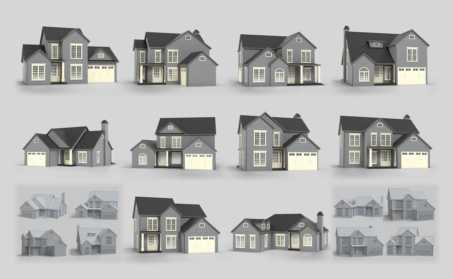 Neighborhood Houses Collection 10 Pack T2 3D Model - TurboSquid 2215196