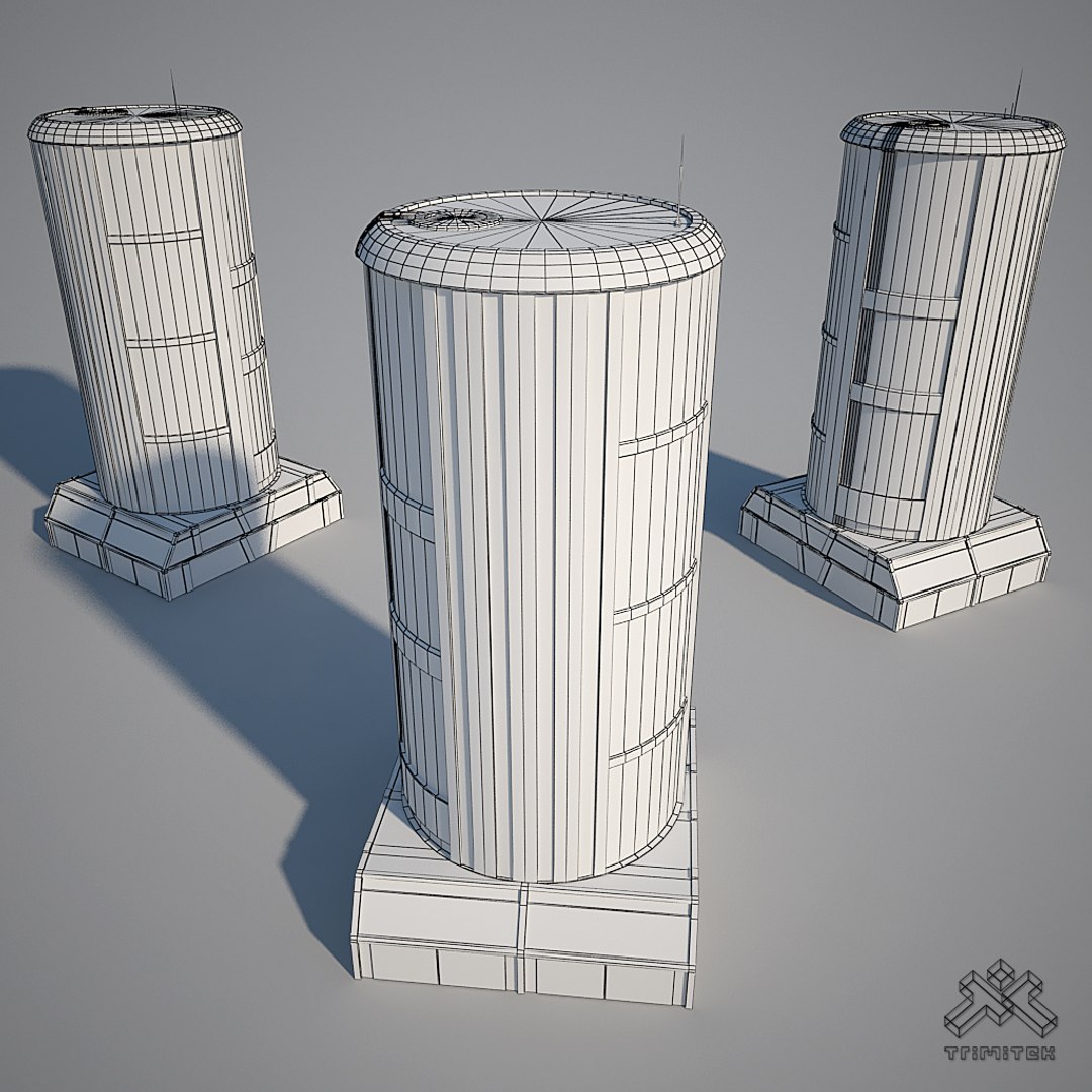 3D Industrial Building 02 - Low-poly Storage Tower Silo - TurboSquid ...