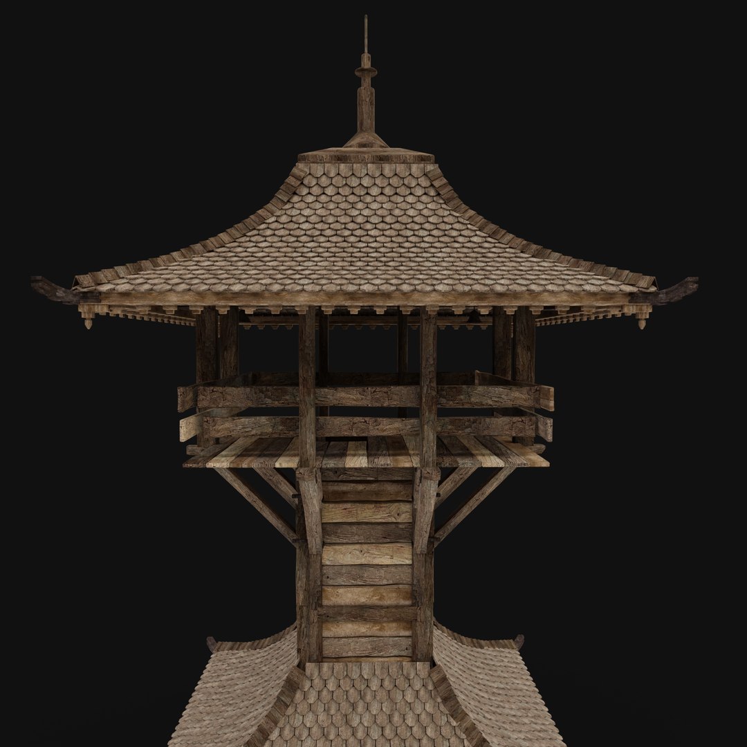 FEUDAL JAPAN CHINESE TOWER DOJO WATCHTOWER SAMURAI NINJA PACK 3D ...