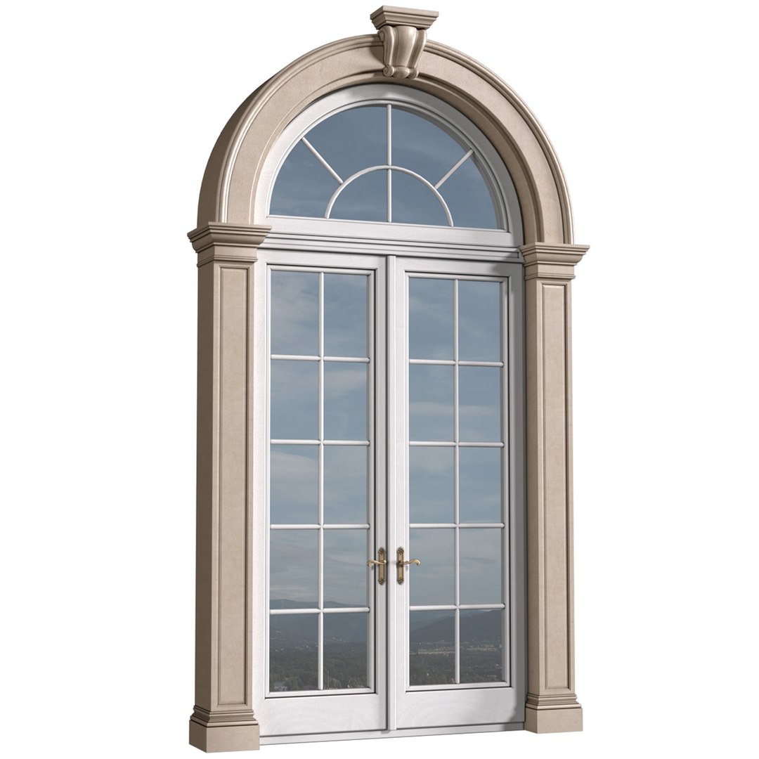 3D Arched Classic Facade Window Entrance Door Arched Opening ...