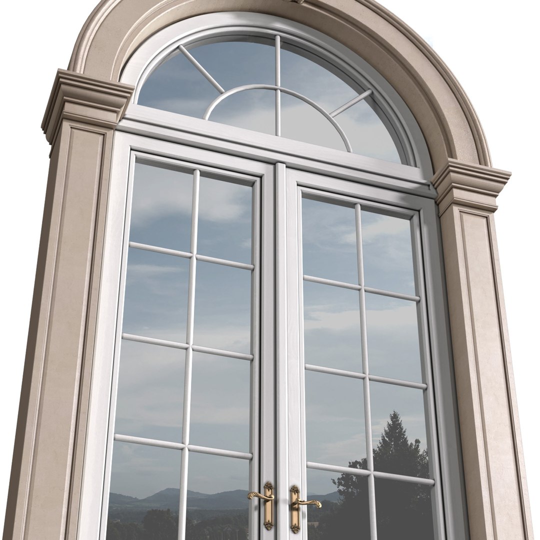 3D Arched Classic Facade Window Entrance Door Arched Opening ...