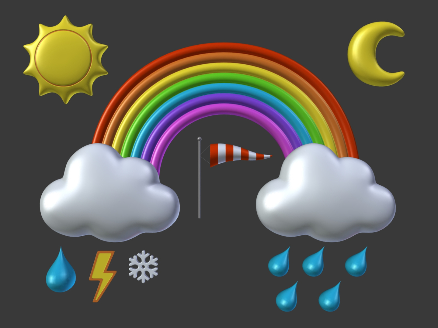Weather icons 3D model - TurboSquid 1648767