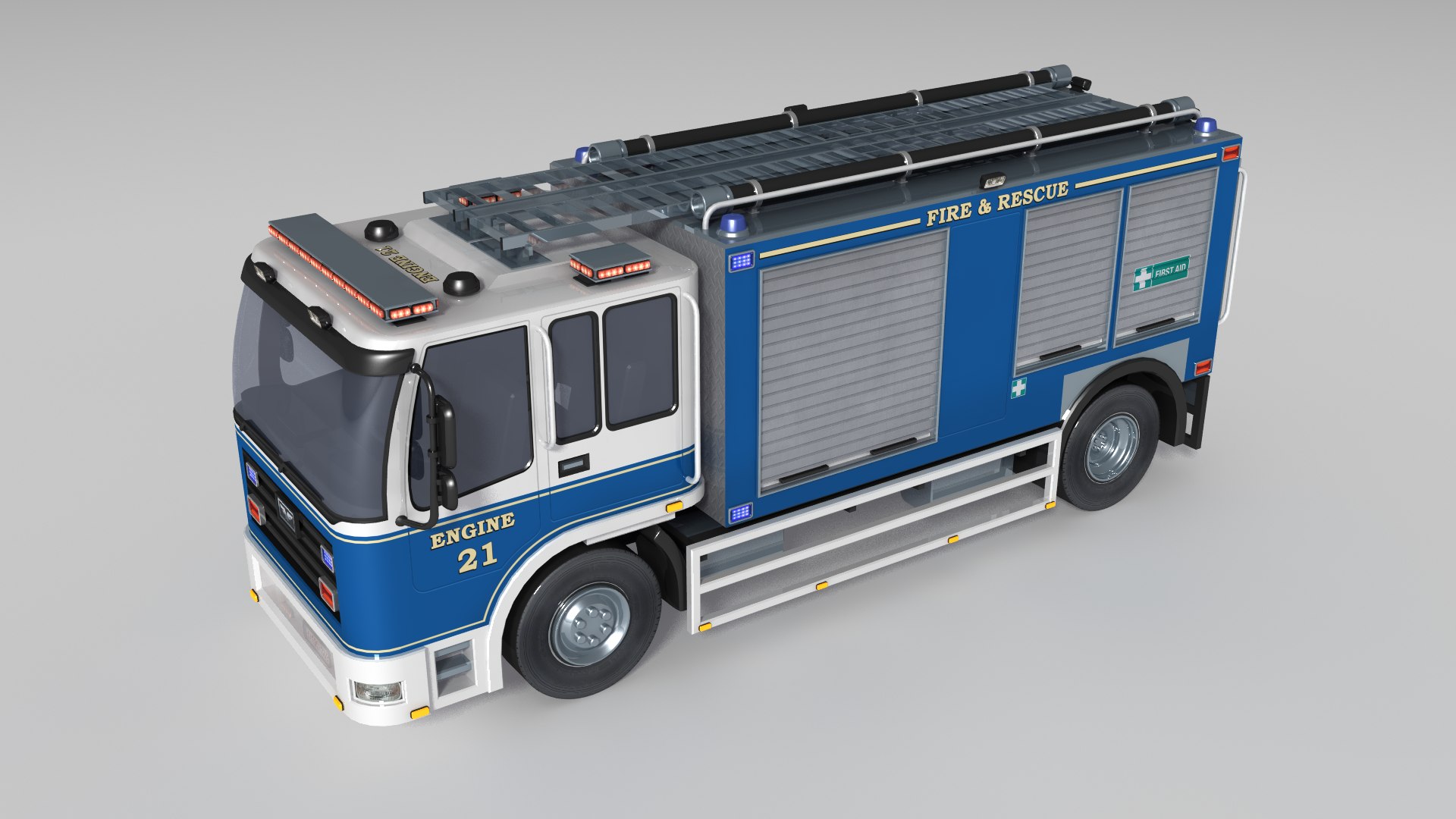 3D Blue Modern Firetruck - TurboSquid 2191068