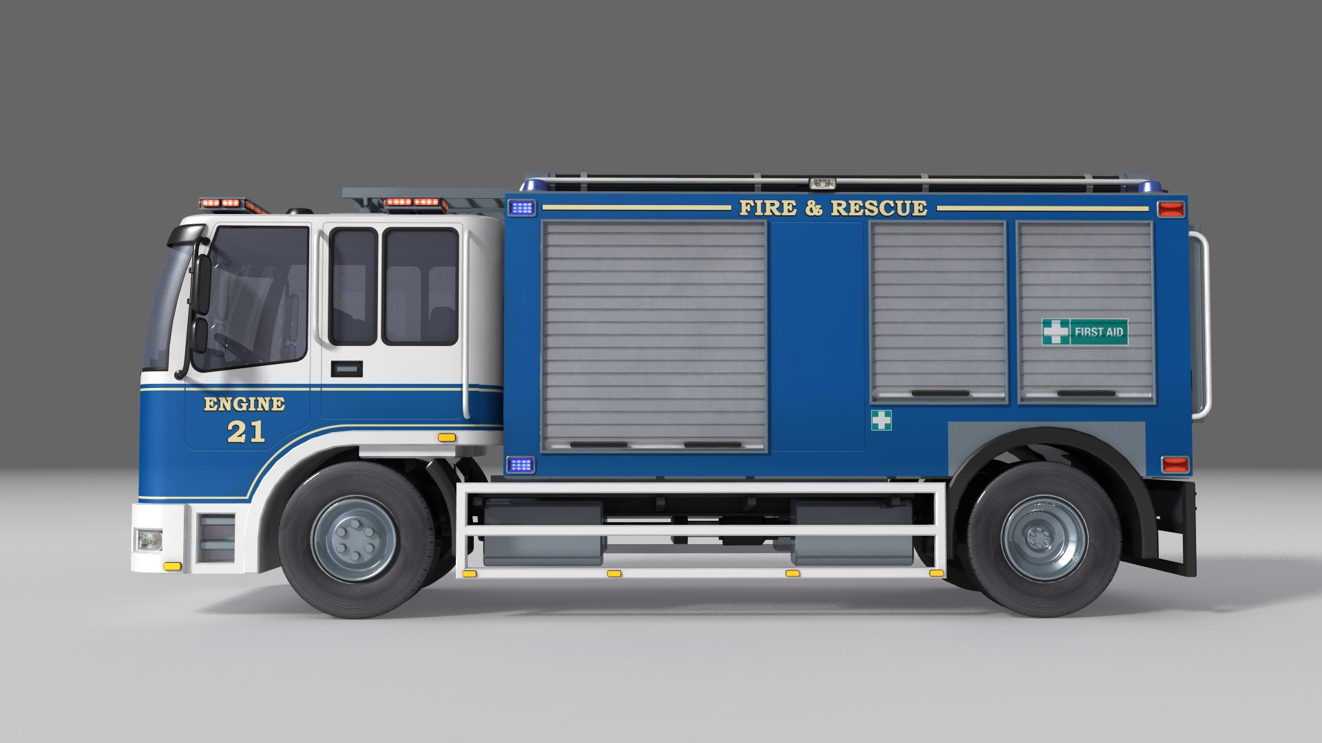 3D Blue Modern Firetruck - TurboSquid 2191068