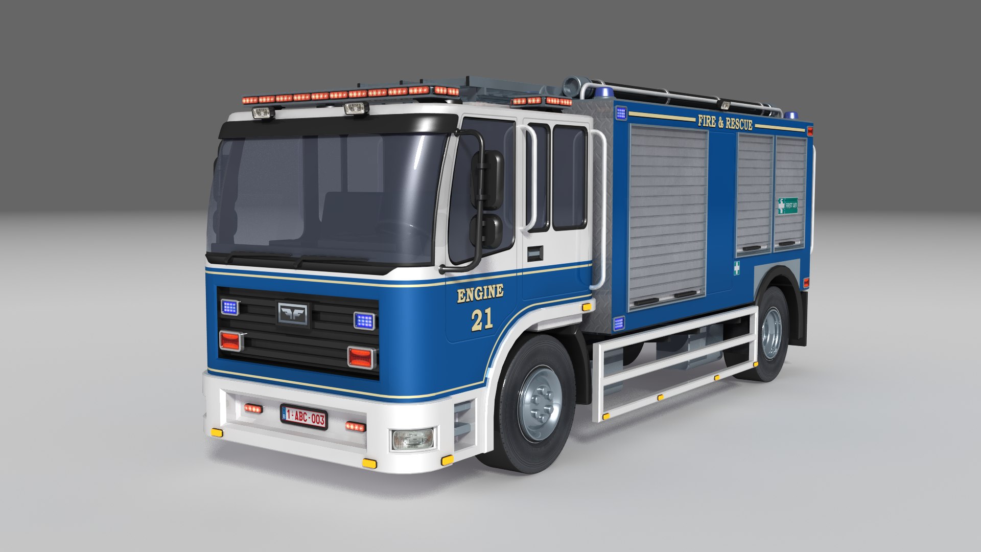3D Blue Modern Firetruck - TurboSquid 2191068
