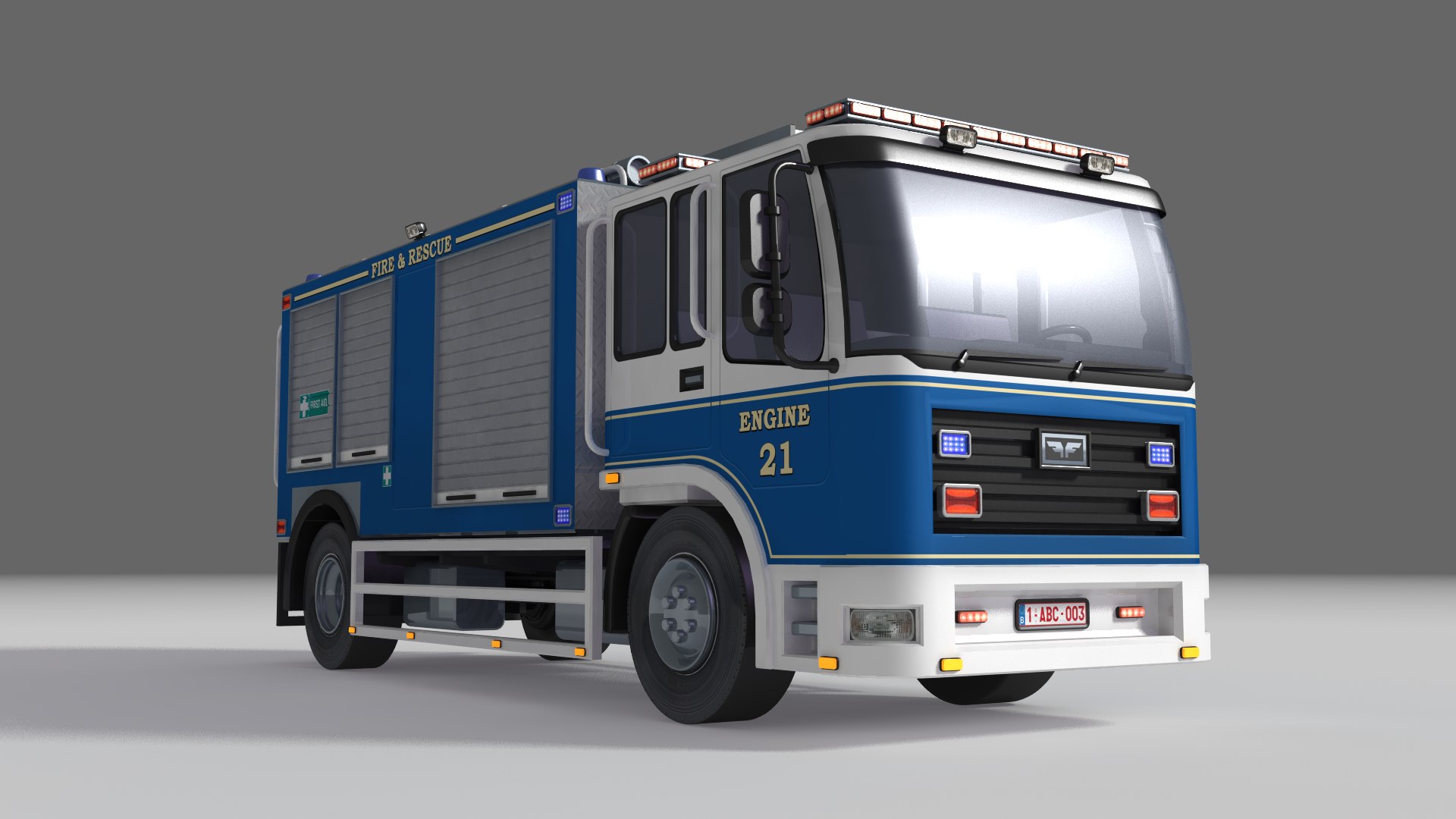 3D Blue Modern Firetruck - TurboSquid 2191068