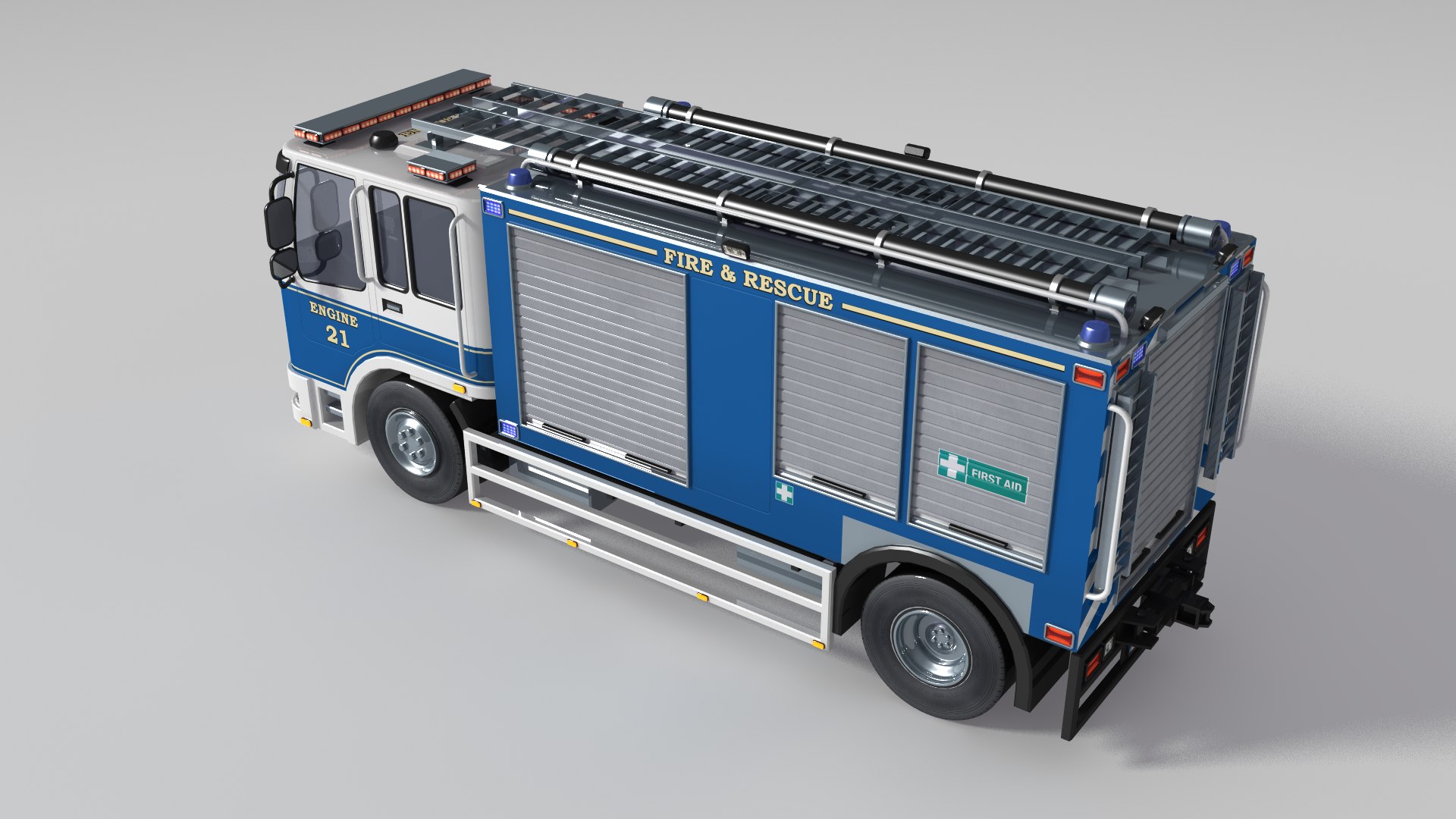 3D Blue Modern Firetruck - TurboSquid 2191068