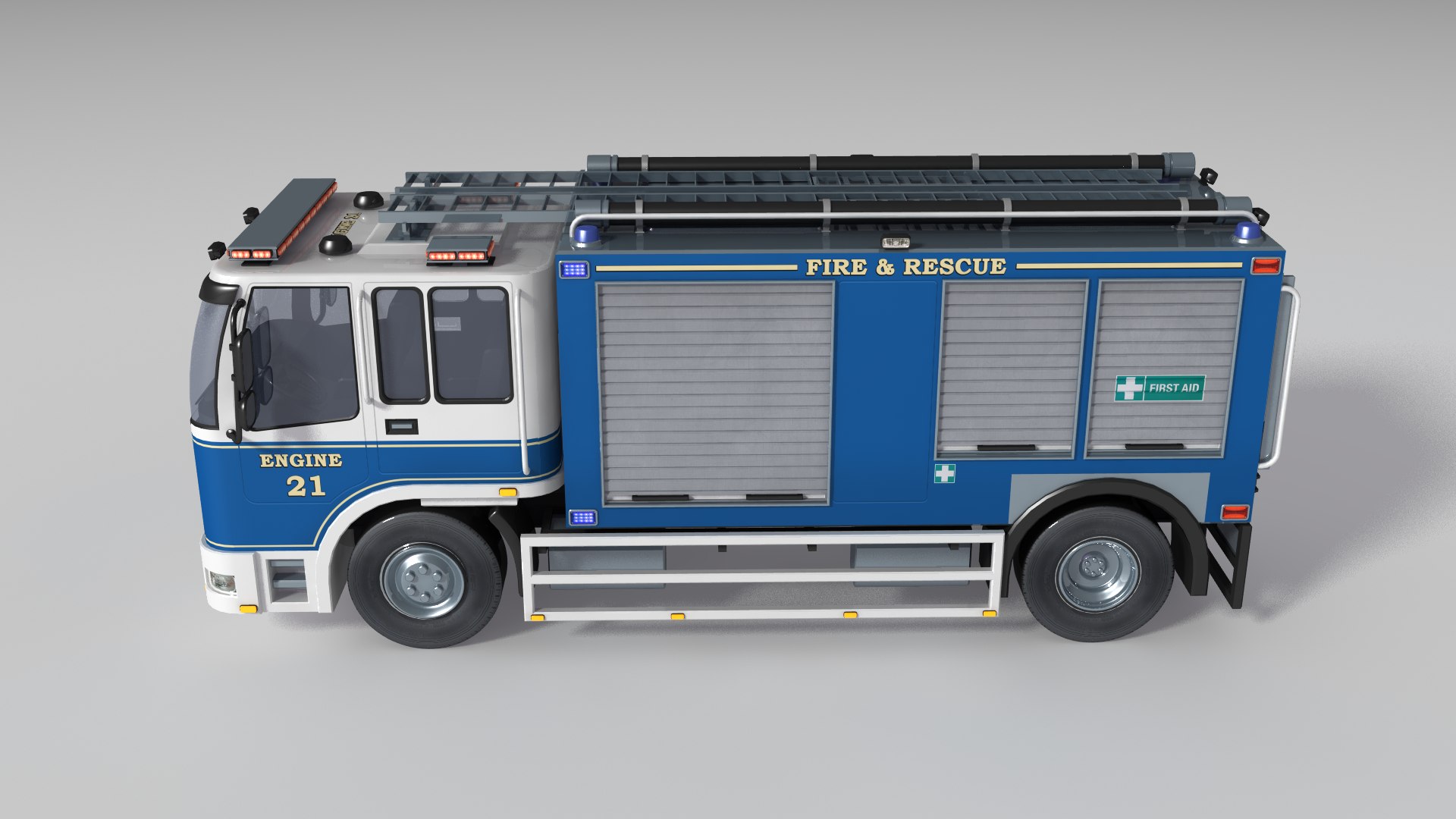 3D Blue Modern Firetruck - TurboSquid 2191068